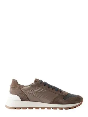 Brunello Cucinelli Panelled Lace-up Sneakers - Brown