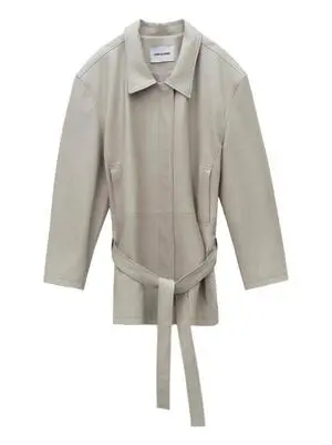 LOW CLASSIC Belted Jacket With Drop Shoulder And Snap Button Closure - Light Brown