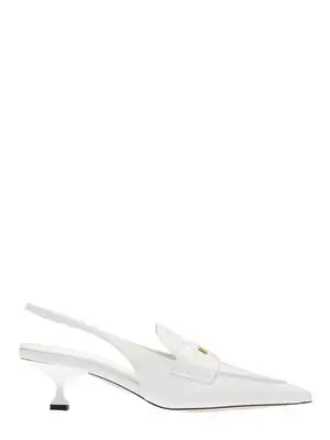 MIU MIU Miu Miu Leather Slingback Loafers With Embossed Logo