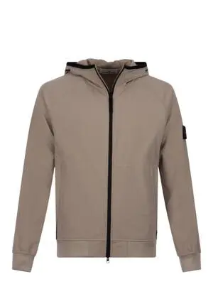 Stone Island Compass-patch Hooded Zip-up Jacket - Dove-grey