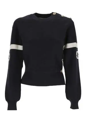 Gucci Interlocking G Crewneck Jumper With Contrasting Stripes - Blue