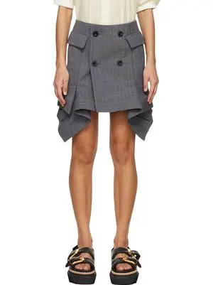 Sacai Pinstriped Wrap Skirt - Gray