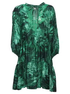 Ermanno Scervino Leaf Printed Dress - Green