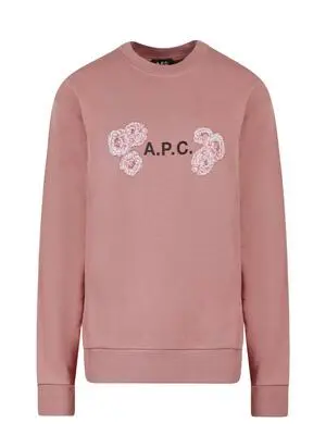A.p.c. Logo Printed Crewneck Sweatshirt - Rose Pink