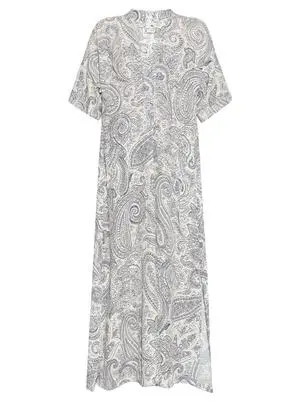 Etro Viscose Dress With Graphic Paisley Print - Gray