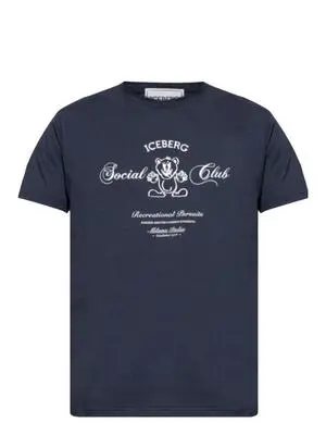 Iceberg Bear Printed Crewneck T-shirt - Navy Blue