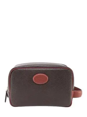 Mulberry Logo Patch Leather Wash Bag - Black
