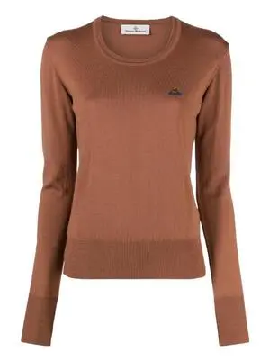 VIVIENNE WESTWOOD Round Neck Logo Pullover - Brown