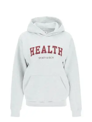 SPORTY  RICH Sporty & Rich Logo Hooded Sweater - White