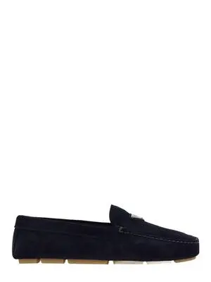 Prada Suede Logo Detail Loafers - Blue