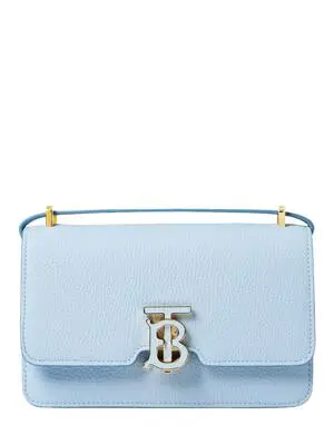 Burberry Mini Tb Bag In Grained Leather - Blue