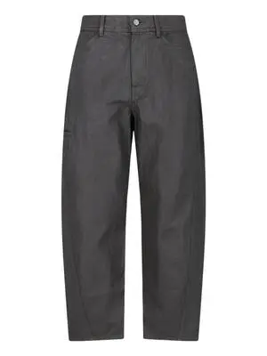 LEMAIRE Belted Cotton Trousers - Gray
