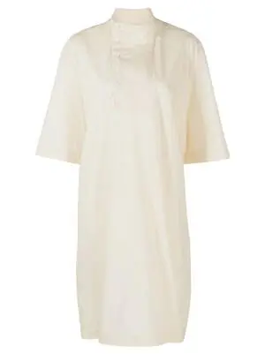 LEMAIRE High-neck Short Sleeve Cotton Dress - White