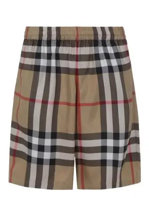 Burberry Checked Elasticated Waist Shorts - Gray