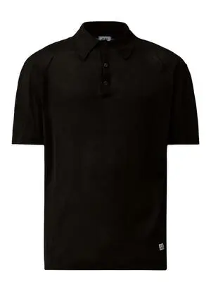 C.P. COMPANY Logo-patch Knitted Polo Shirt - Black