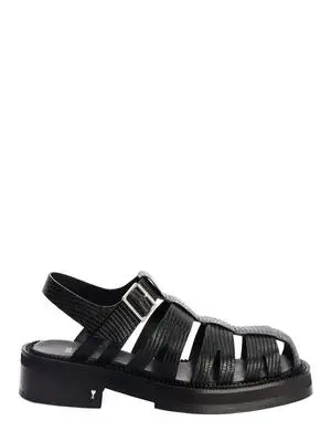 Ami Caged Ankle Strap Sandals - Black