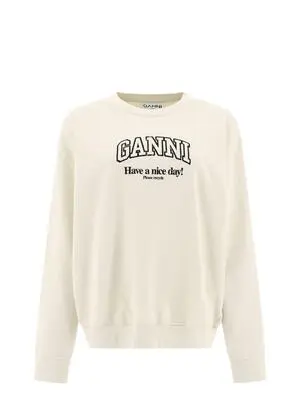 GANNI Logo Sweatshirt - Egret