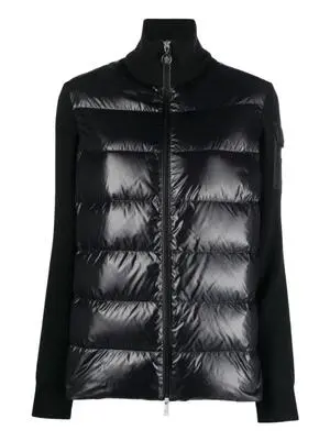 Moncler Long-sleeved Sweater With Standing Collar And Zipper - Black