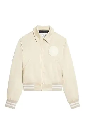 Ami Logo Patch Varsity Jacket - White