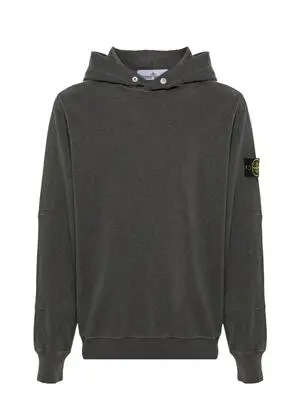 Stone Island Old Treatment Cotton Hoodie - Black