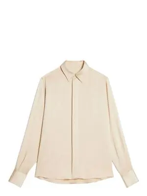 Ami Silk Finish Long-sleeve Shirt - Nude