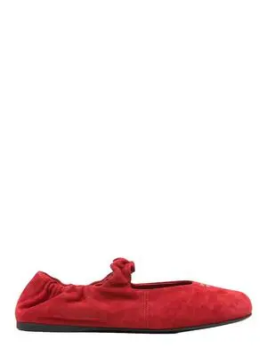 Miu Miu Logo Detailed Ballet Flats - Red