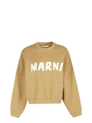 Marni Logo Printed Crewneck Sweatshirt - Olive