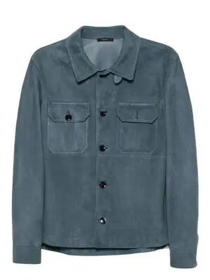 TOM FORD Long-sleeved Leather Jacket - Empire Blue