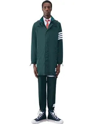 Thom Browne Raglan Sleeve Parka With Four Stripes - Green