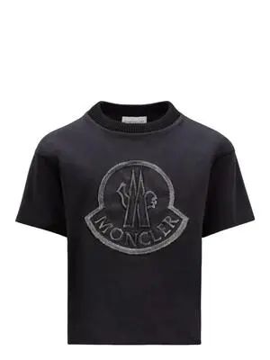 Moncler Logo Embroidered Crewneck T-shirt - Black