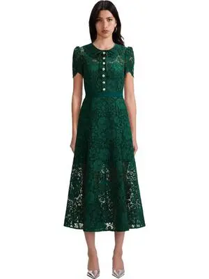 SELF-PORTRAIT Lace Midi Dress - Black