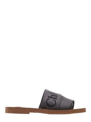 Chloé Logo Open Toe Sliders - Brown