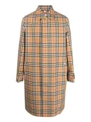 Burberry Checked Car Coat - Nude