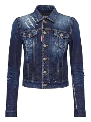 Dsquared2 Distressed Denim Jacket - Navy Blue