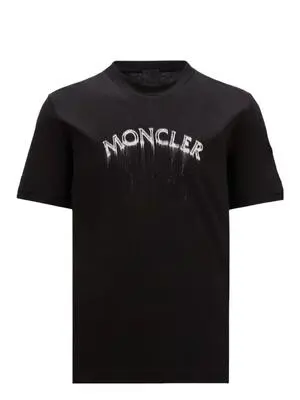 Moncler Short Sleeve Crewneck T-shirt With Logo Detail - Black