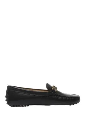 TOD'S Logo-plaque Leather Loafers - Black