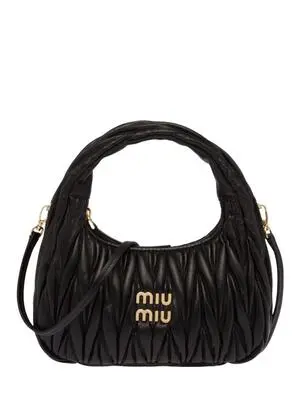 Miu Miu Wander Half-moon Matelassé Nappa Leather Bag - Black