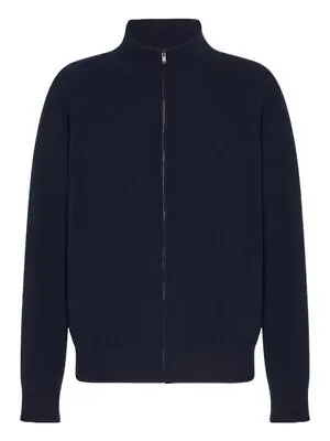 THE ROW Tobia Cashmere Zip-up Sweater - Deep Navy Blue