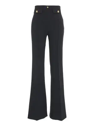 Elisabetta Franchi Logo Rivet Stretch Crepe Palazzo Trousers - Black