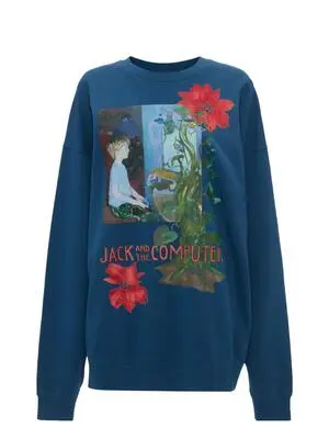 J.W.ANDERSON Graphic Print Organic Cotton Sweatshirt - Blue