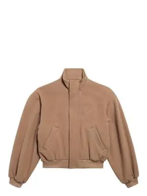 Balenciaga High Neck Blouson With Lion Embroidery - Camel
