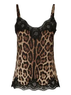 DOLCE & GABBANA Dolce & Gabbana Leopard Print Lace Trim Camisole