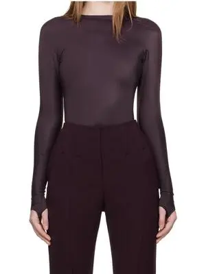 MUGLER Embossed Logo Long Sleeve Bodysuit - Black