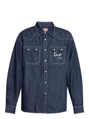 KENZO Kenzo Logo Embroidered Buttoned Denim Shirt