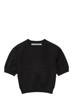 Alexander Wang Logo Embossed Ribbed Jumper - Black