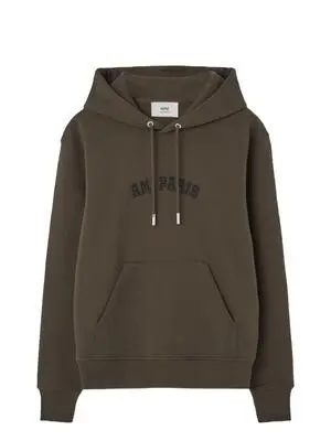 Ami Logo-printed Drawstring Hoodie - Brown
