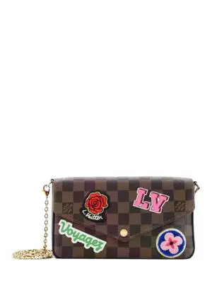 LOUIS VUITTON Felicie Pochette Limited Edition Patches Bag - Brown