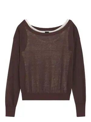 BOSS Linen-cotton Sweater With Integrated Vest Underlayer - Patterned