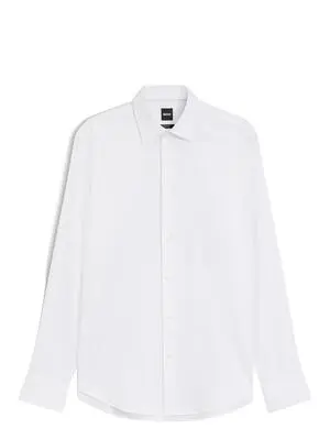 BOSS Easy-iron Regular-fit Shirt In Stretch-cotton Dobby - White