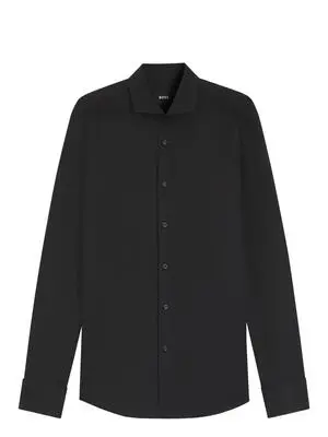 BOSS Regular-fit Shirt In Structured Italian Cotton - Black